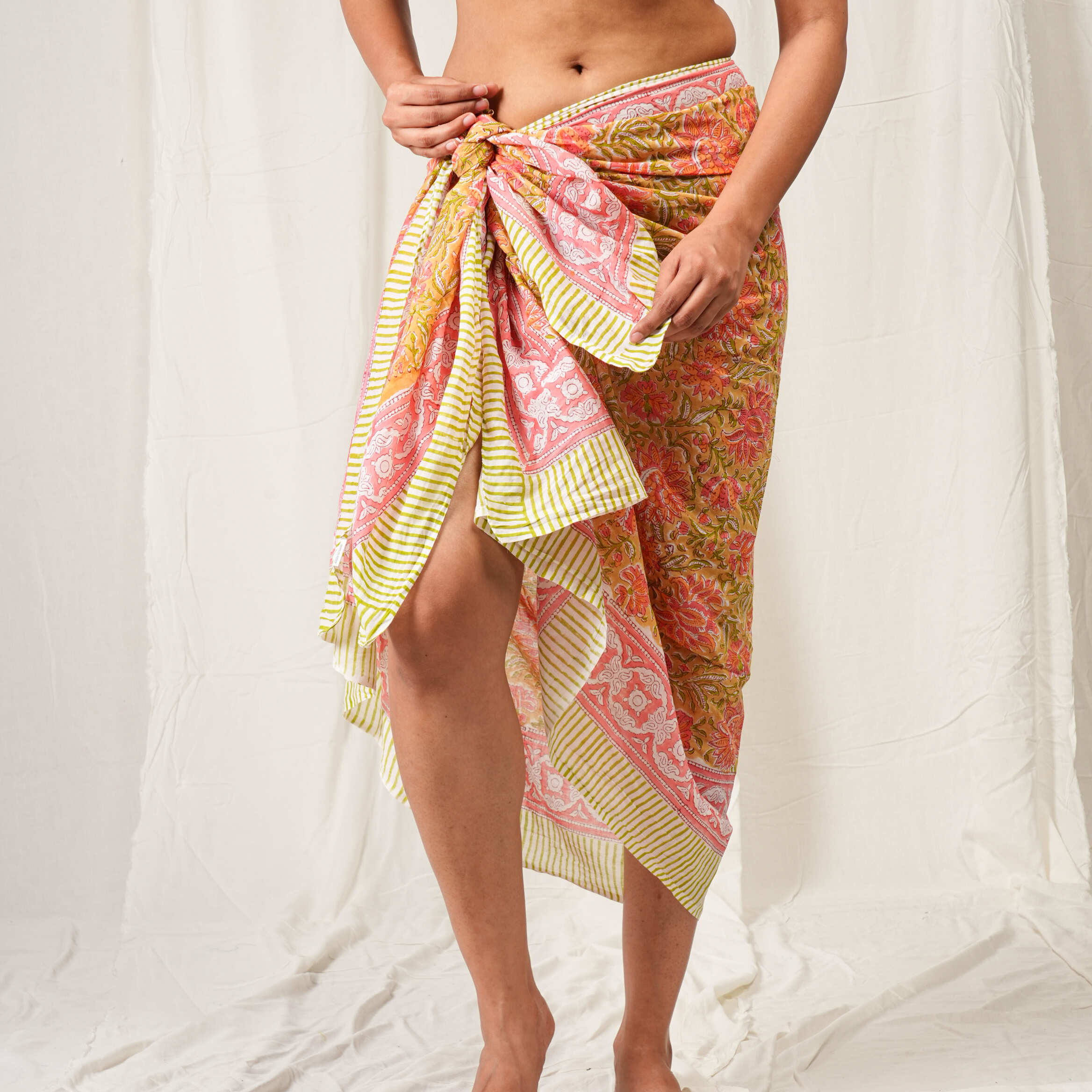 Buy Floral Sarong, Border Design Sarong, Warm Colors Pareo – Tulinii